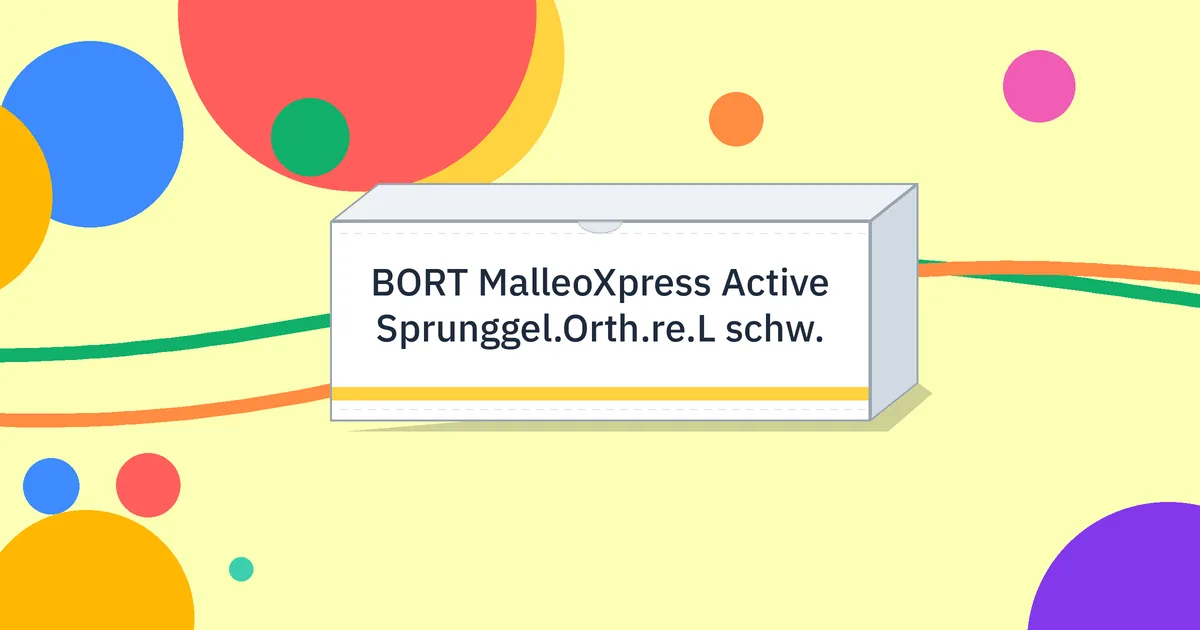 Symbolbild: Packung mit der Aufschrift BORT MalleoXpress Active Sprunggel.Orth.re.L schw. (PZN 12574077) – Verfügbarkeit und Bezug in Apotheken in Frankfurt am Main