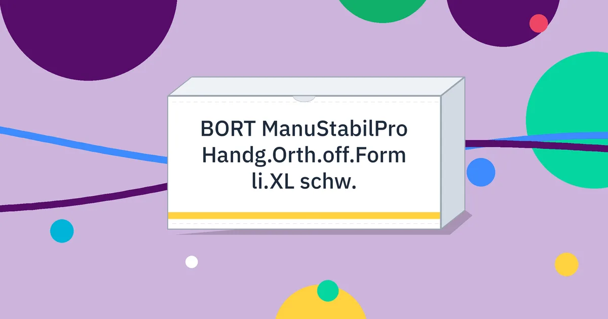 Symbolbild: Packung mit der Aufschrift BORT ManuStabilPro Handg.Orth.off.Form li.XL schw. (PZN 11583683) – Verfügbarkeit und Bezug in Apotheken in Frankfurt am Main
