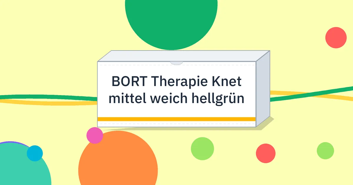 Symbolbild: Packung mit der Aufschrift BORT Therapie Knet mittel weich hellgrün (PZN 04384115) – Verfügbarkeit und Bezug in Apotheken in Frankfurt am Main
