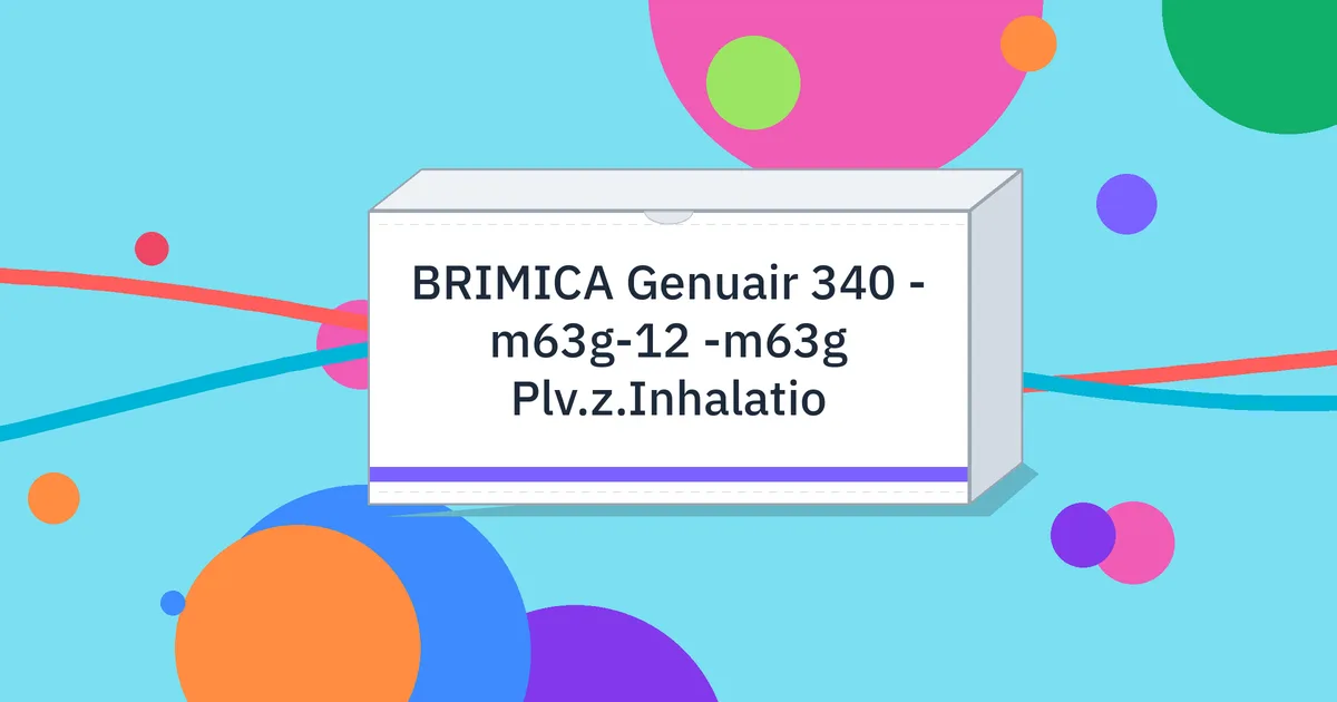 Symbolbild: Packung mit der Aufschrift BRIMICA Genuair 340 -m63g-12 -m63g Plv.z.Inhalatio (PZN 18016958) – Verfügbarkeit und Bezug in Apotheken in Frankfurt am Main