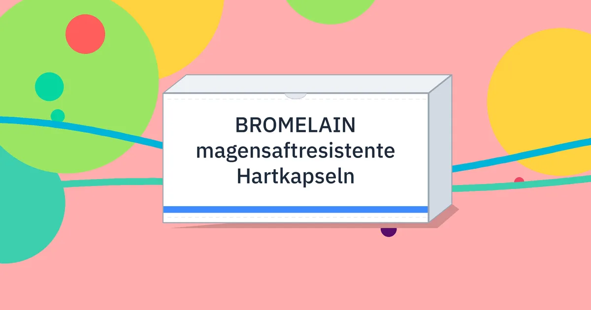 Symbolbild: Packung mit der Aufschrift BROMELAIN magensaftresistente Hartkapseln (PZN 18449835) – Verfügbarkeit und Bezug in Apotheken in Frankfurt am Main