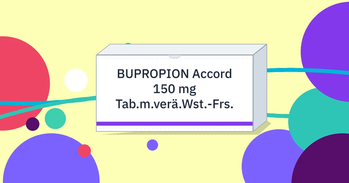 Symbolbild: Packung mit der Aufschrift BUPROPION Accord 150 mg Tab.m.verä.Wst.-Frs. (PZN 15883152) – Verfügbarkeit und Bezug in Apotheken in Frankfurt am Main
