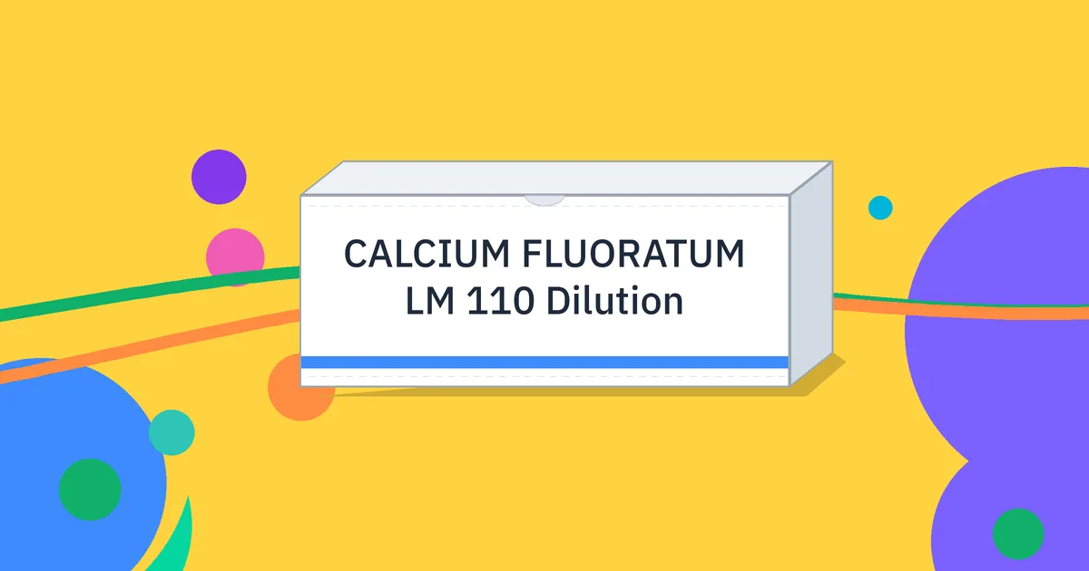 Symbolbild: Packung mit der Aufschrift CALCIUM FLUORATUM LM 110 Dilution (PZN 12804620) – Verfügbarkeit und Bezug in Apotheken in Frankfurt am Main