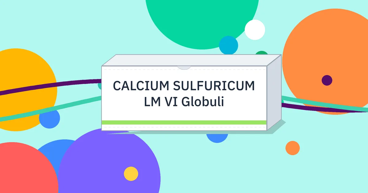 Symbolbild: Packung mit der Aufschrift CALCIUM SULFURICUM LM VI Globuli (PZN 02822054) – Verfügbarkeit und Bezug in Apotheken in Frankfurt am Main