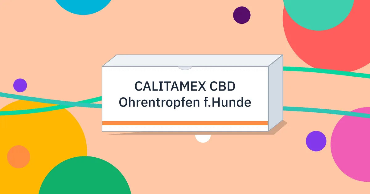 Symbolbild: Packung mit der Aufschrift CALITAMEX CBD Ohrentropfen f.Hunde (PZN 19649200) – Verfügbarkeit und Bezug in Apotheken in Frankfurt am Main