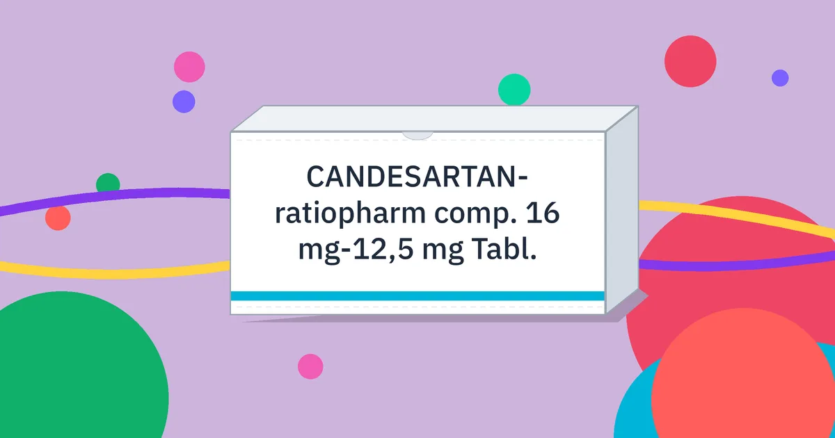 Symbolbild: Packung mit der Aufschrift CANDESARTAN-ratiopharm comp. 16 mg-12,5 mg Tabl. (PZN 09068229) – Verfügbarkeit und Bezug in Apotheken in Frankfurt am Main