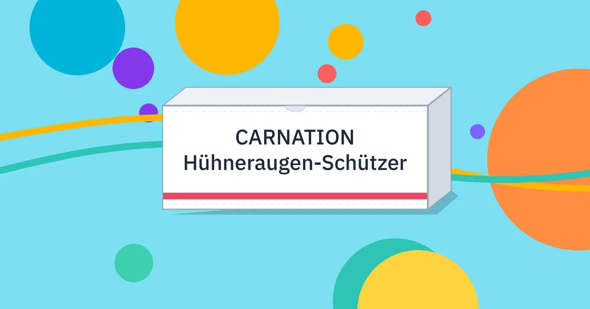 Symbolbild: Packung mit der Aufschrift CARNATION Hühneraugen-Schützer (PZN 09615281) – Verfügbarkeit und Bezug in Apotheken in Frankfurt am Main