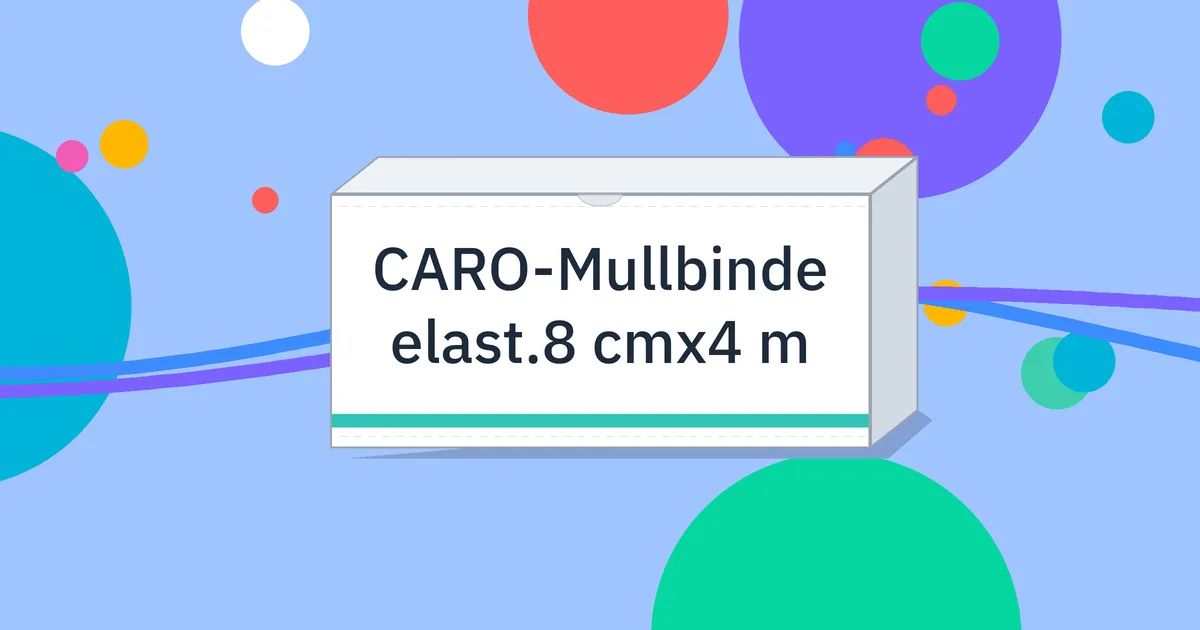 Symbolbild: Packung mit der Aufschrift CARO-Mullbinde elast.8 cmx4 m (PZN 11670235) – Verfügbarkeit und Bezug in Apotheken in Frankfurt am Main