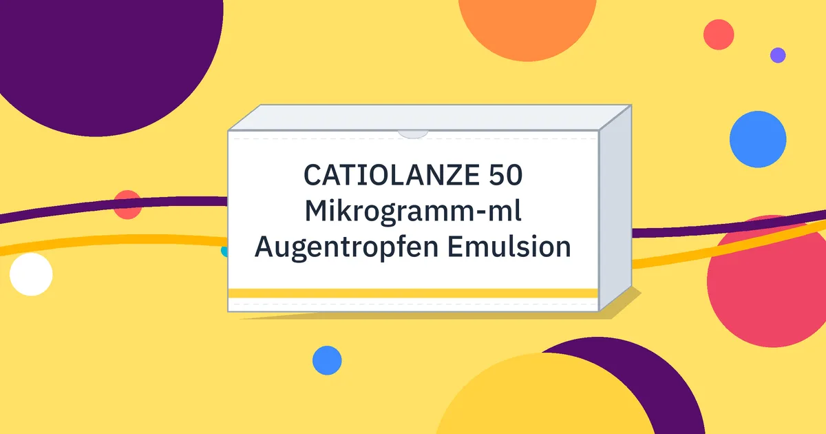 Symbolbild: Packung mit der Aufschrift CATIOLANZE 50 Mikrogramm-ml Augentropfen Emulsion (PZN 20041550) – Verfügbarkeit und Bezug in Apotheken in Frankfurt am Main
