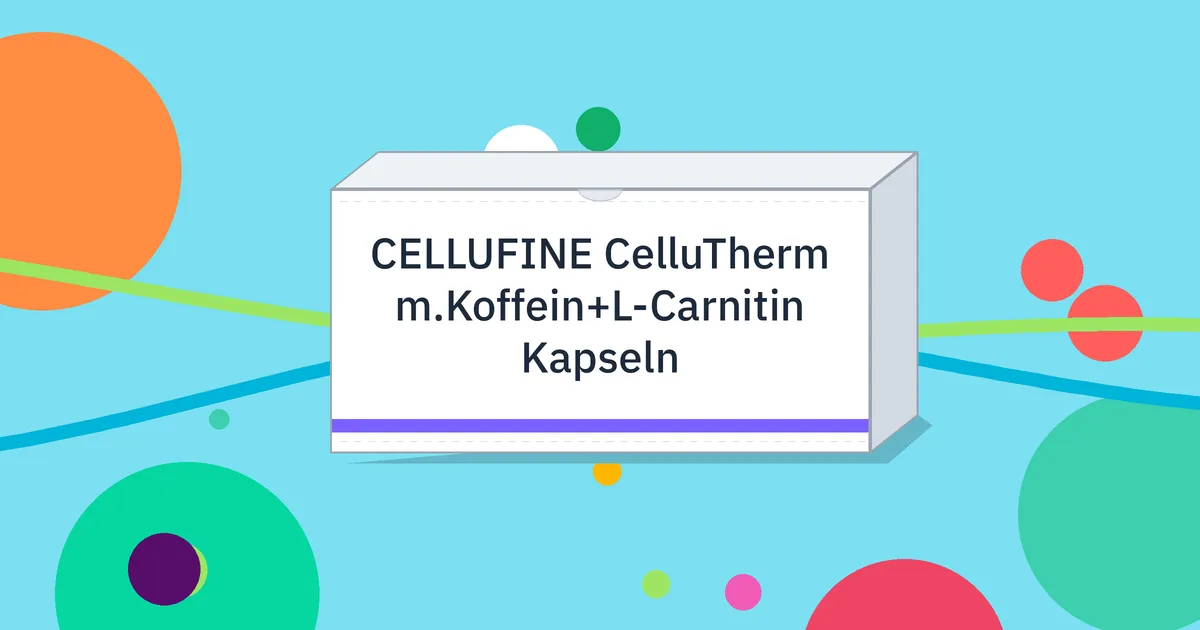 Symbolbild: Packung mit der Aufschrift CELLUFINE CelluTherm m.Koffein+L-Carnitin Kapseln (PZN 16752860) – Verfügbarkeit und Bezug in Apotheken in Frankfurt am Main