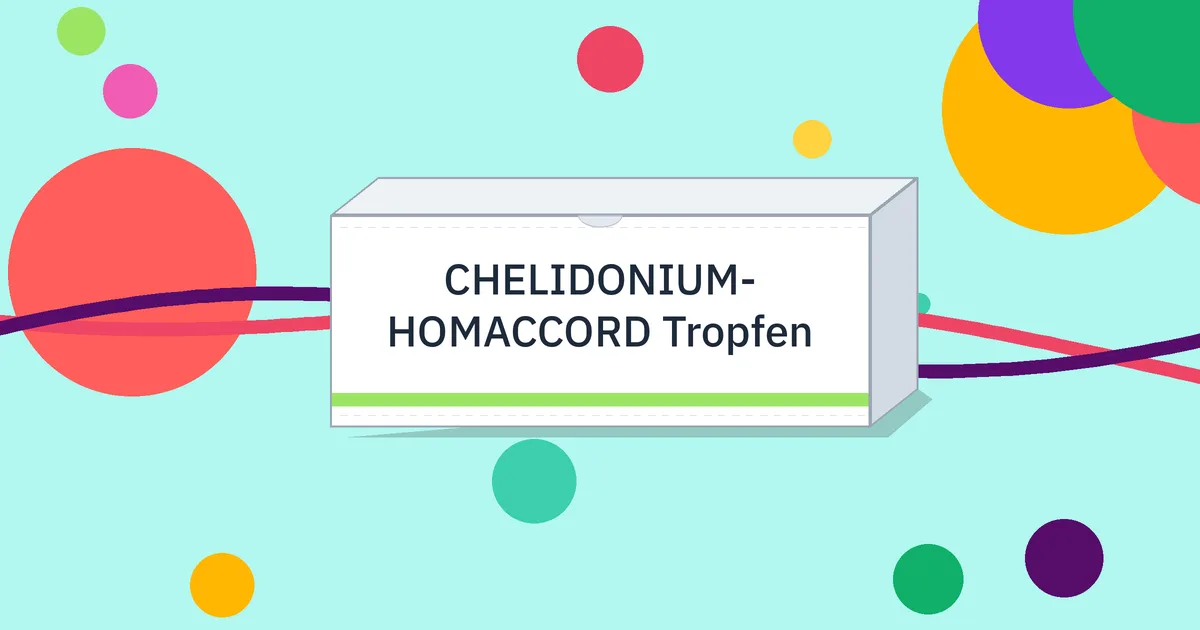 Symbolbild: Packung mit der Aufschrift CHELIDONIUM-HOMACCORD Tropfen (PZN 01455814) – Verfügbarkeit und Bezug in Apotheken in Frankfurt am Main
