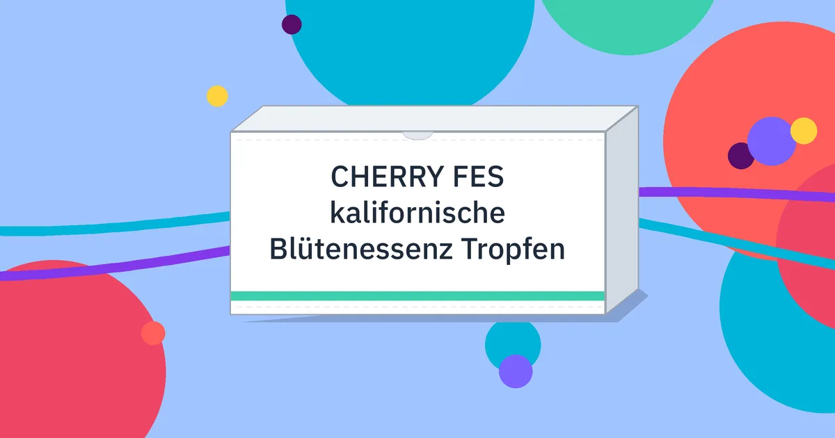 Symbolbild: Packung mit der Aufschrift CHERRY FES kalifornische Blütenessenz Tropfen (PZN 18809653) – Verfügbarkeit und Bezug in Apotheken in Frankfurt am Main