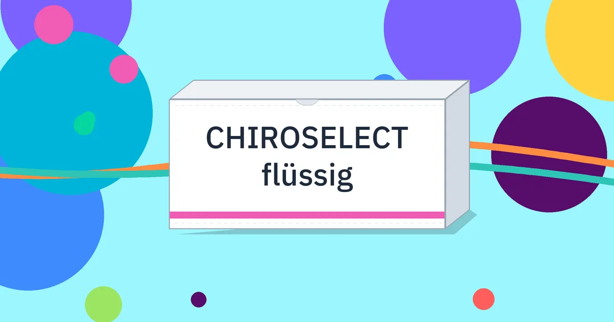 Symbolbild: Packung mit der Aufschrift CHIROSELECT flüssig (PZN 11239891) – Verfügbarkeit und Bezug in Apotheken in Frankfurt am Main