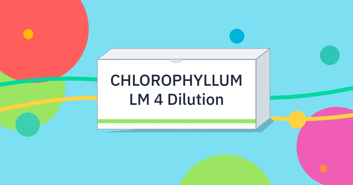 Symbolbild: Packung mit der Aufschrift CHLOROPHYLLUM LM 4 Dilution (PZN 13444922) – Verfügbarkeit und Bezug in Apotheken in Frankfurt am Main