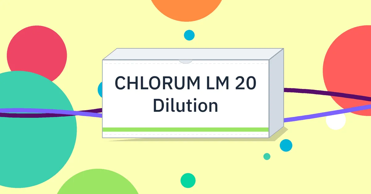 Symbolbild: Packung mit der Aufschrift CHLORUM LM 20 Dilution (PZN 12816534) – Verfügbarkeit und Bezug in Apotheken in Frankfurt am Main