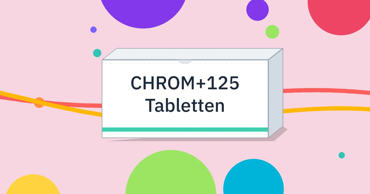 Symbolbild: Packung mit der Aufschrift CHROM+125 Tabletten (PZN 11118839) – Verfügbarkeit und Bezug in Apotheken in Frankfurt am Main