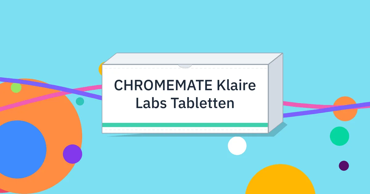 Symbolbild: Packung mit der Aufschrift CHROMEMATE Klaire Labs Tabletten (PZN 17927184) – Verfügbarkeit und Bezug in Apotheken in Frankfurt am Main