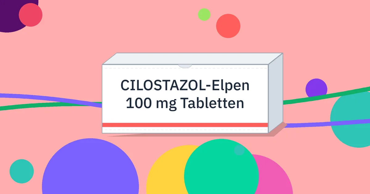 Symbolbild: Packung mit der Aufschrift CILOSTAZOL-Elpen 100 mg Tabletten (PZN 10941695) – Verfügbarkeit und Bezug in Apotheken in Frankfurt am Main
