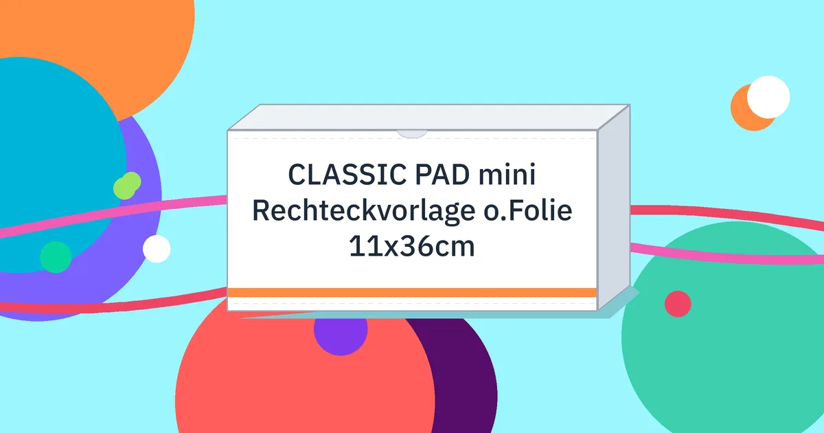 Symbolbild: Packung mit der Aufschrift CLASSIC PAD mini Rechteckvorlage o.Folie 11x36cm (PZN 10193767) – Verfügbarkeit und Bezug in Apotheken in Frankfurt am Main