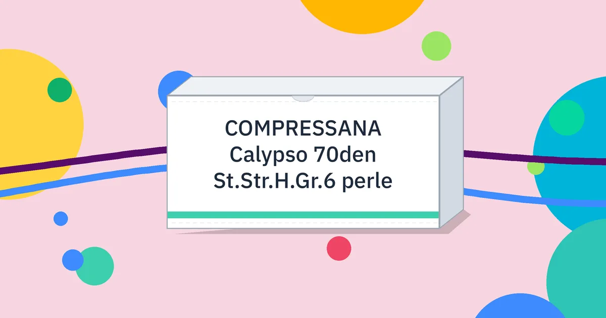 Symbolbild: Packung mit der Aufschrift COMPRESSANA Calypso 70den St.Str.H.Gr.6 perle (PZN 07718769) – Verfügbarkeit und Bezug in Apotheken in Frankfurt am Main