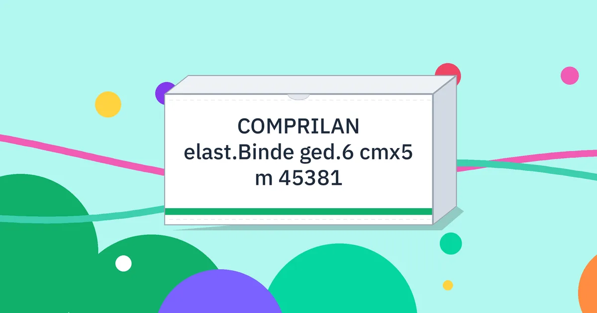 Symbolbild: Packung mit der Aufschrift COMPRILAN elast.Binde ged.6 cmx5 m 45381 (PZN 05490316) – Verfügbarkeit und Bezug in Apotheken in Frankfurt am Main
