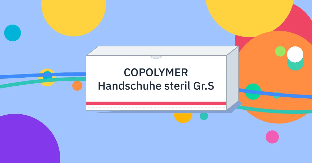 Symbolbild: Packung mit der Aufschrift COPOLYMER Handschuhe steril Gr.S (PZN 09619126) – Verfügbarkeit und Bezug in Apotheken in Frankfurt am Main