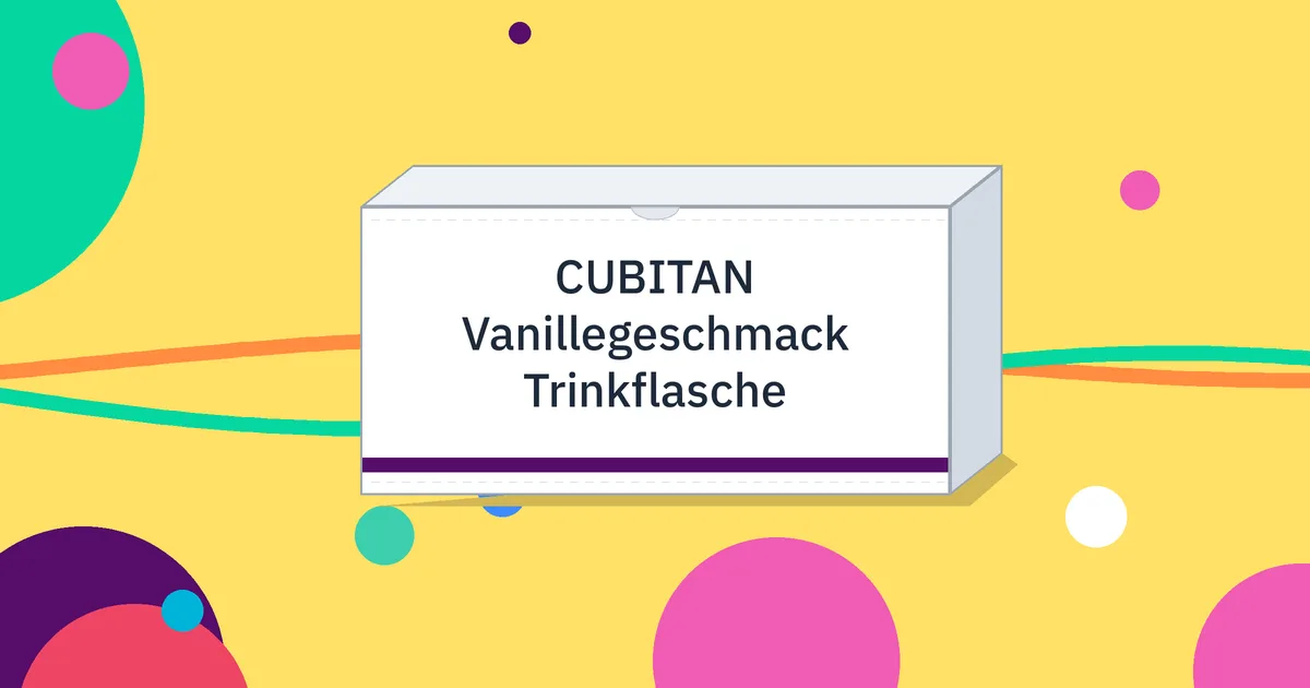 Symbolbild: Packung mit der Aufschrift CUBITAN Vanillegeschmack Trinkflasche (PZN 01162093) – Verfügbarkeit und Bezug in Apotheken in Frankfurt am Main