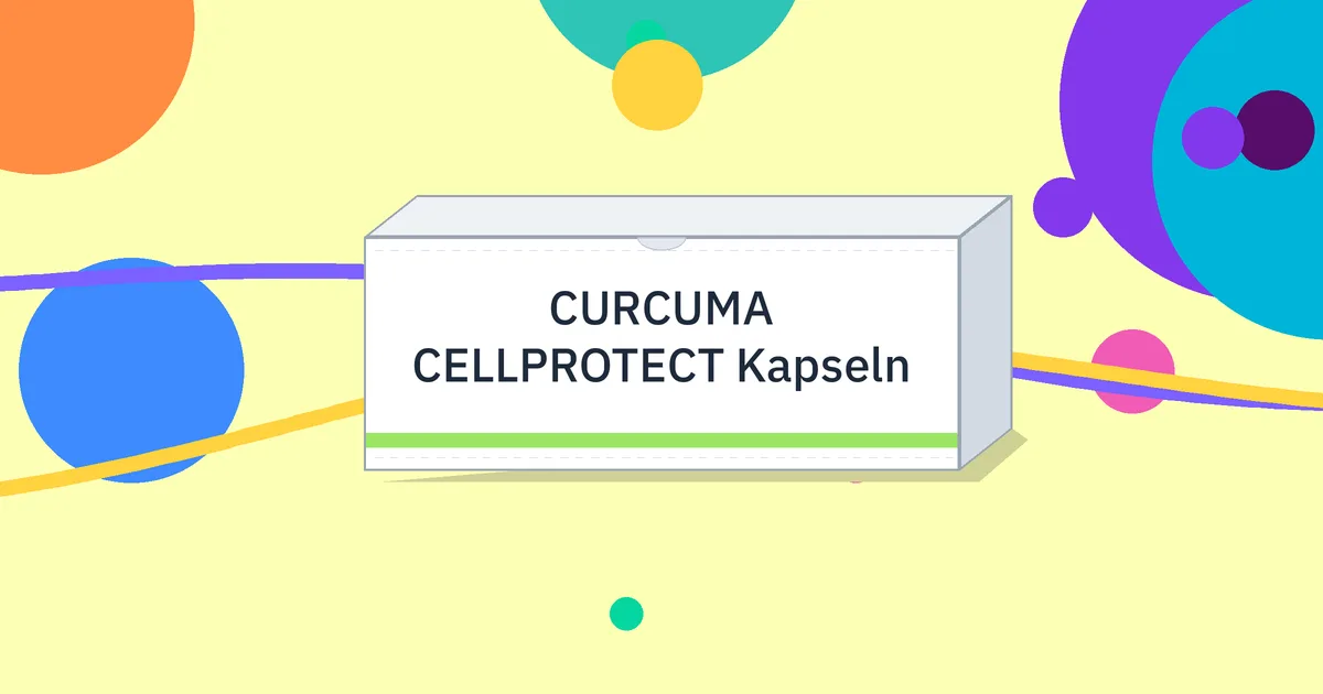 Symbolbild: Packung mit der Aufschrift CURCUMA CELLPROTECT Kapseln (PZN 14297357) – Verfügbarkeit und Bezug in Apotheken in Frankfurt am Main