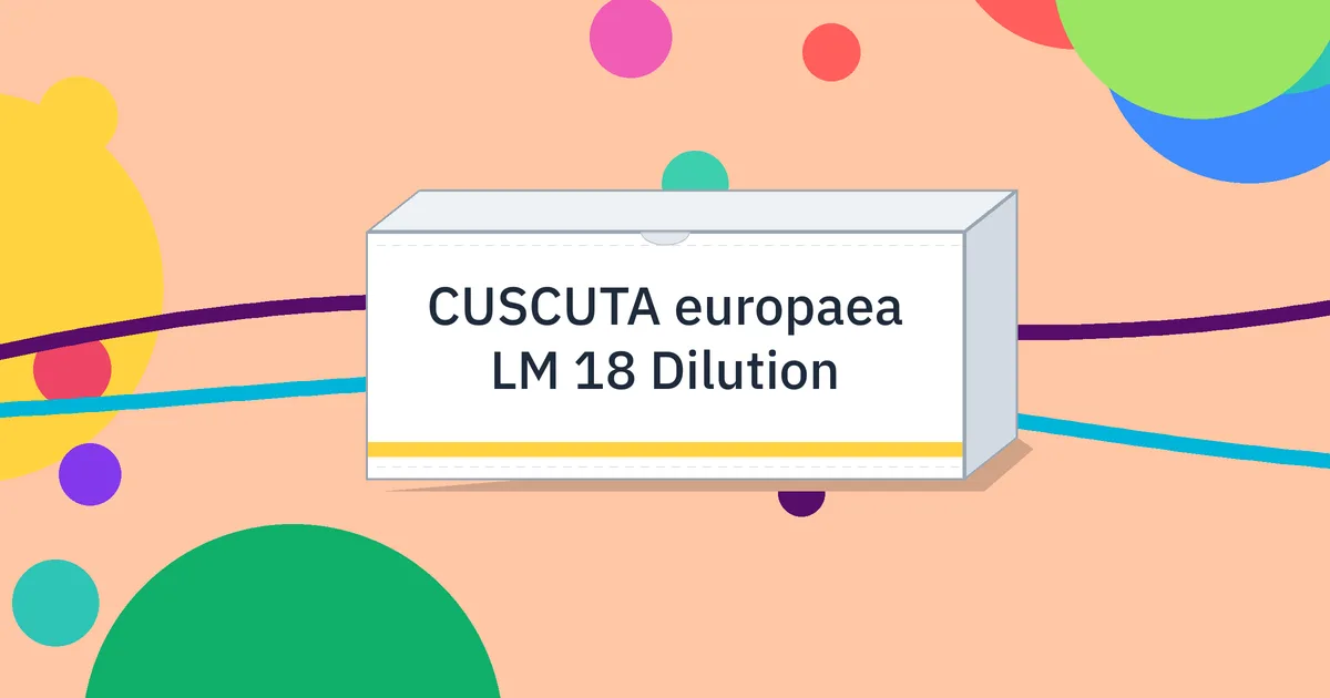 Symbolbild: Packung mit der Aufschrift CUSCUTA europaea LM 18 Dilution (PZN 13459177) – Verfügbarkeit und Bezug in Apotheken in Frankfurt am Main