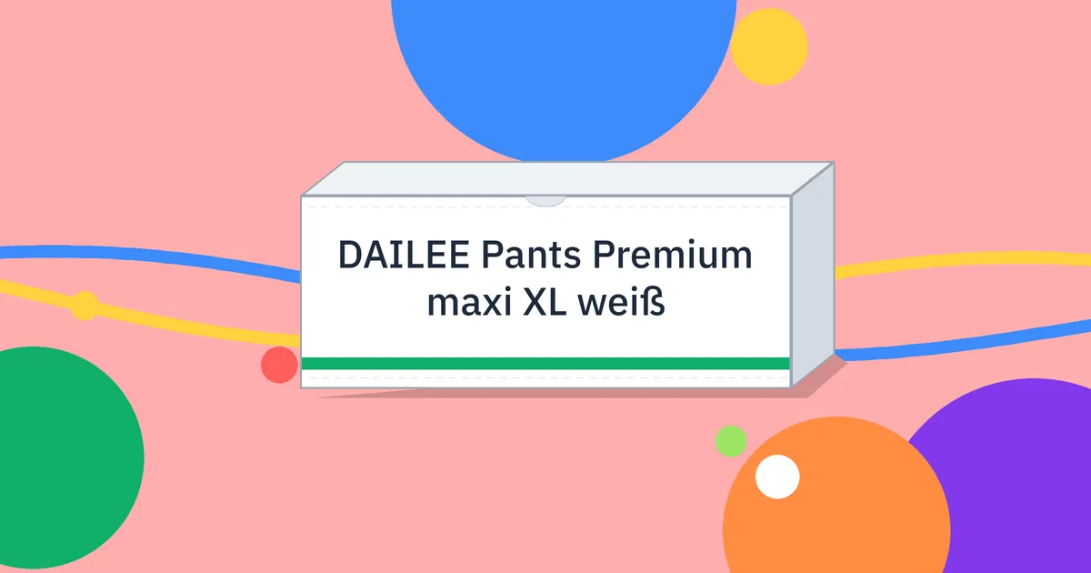 Symbolbild: Packung mit der Aufschrift DAILEE Pants Premium maxi XL weiß (PZN 19374358) – Verfügbarkeit und Bezug in Apotheken in Frankfurt am Main