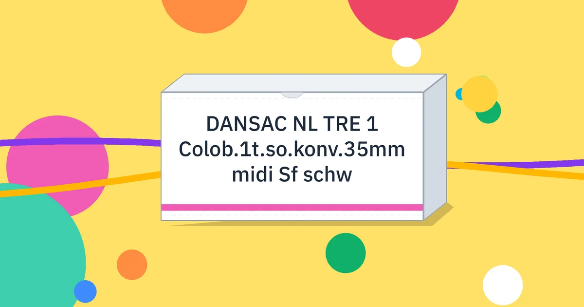 Symbolbild: Packung mit der Aufschrift DANSAC NL TRE 1 Colob.1t.so.konv.35mm midi Sf schw (PZN 19745062) – Verfügbarkeit und Bezug in Apotheken in Frankfurt am Main