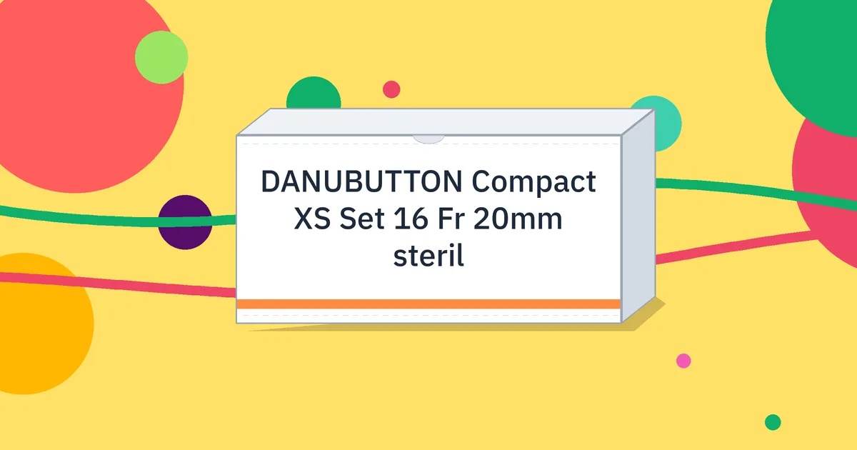Symbolbild: Packung mit der Aufschrift DANUBUTTON Compact XS Set 16 Fr 20mm steril (PZN 19852823) – Verfügbarkeit und Bezug in Apotheken in Frankfurt am Main