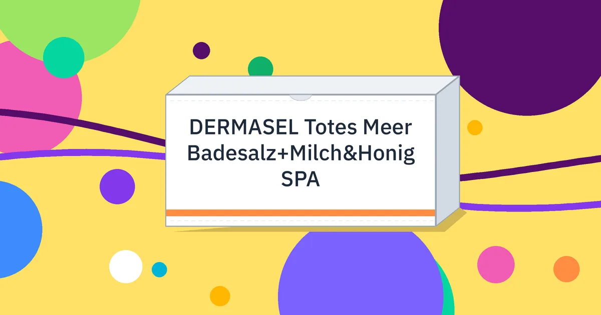 Symbolbild: Packung mit der Aufschrift DERMASEL Totes Meer Badesalz+Milch&Honig SPA (PZN 07388645) – Verfügbarkeit und Bezug in Apotheken in Frankfurt am Main