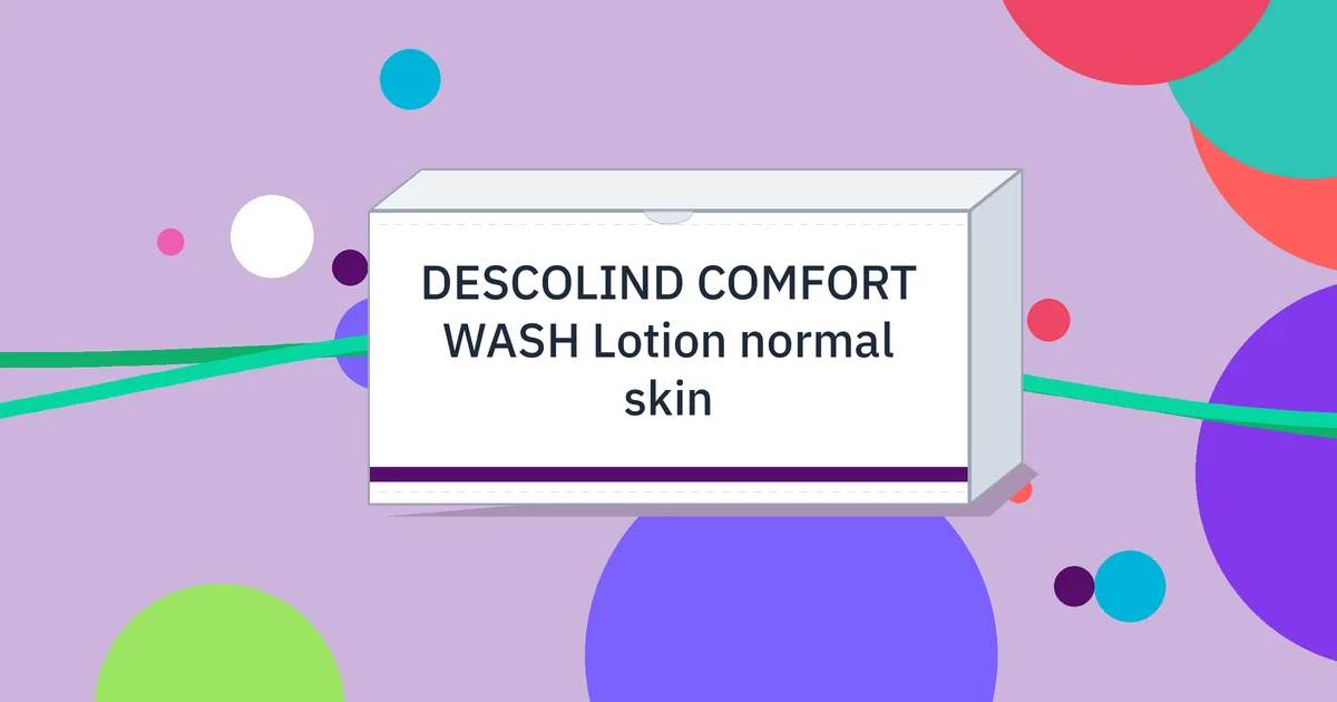 Symbolbild: Packung mit der Aufschrift DESCOLIND COMFORT WASH Lotion normal skin (PZN 16660879) – Verfügbarkeit und Bezug in Apotheken in Frankfurt am Main