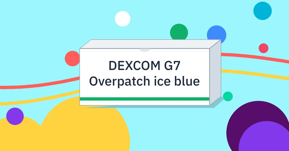Symbolbild: Packung mit der Aufschrift DEXCOM G7 Overpatch ice blue (PZN 19866268) – Verfügbarkeit und Bezug in Apotheken in Frankfurt am Main