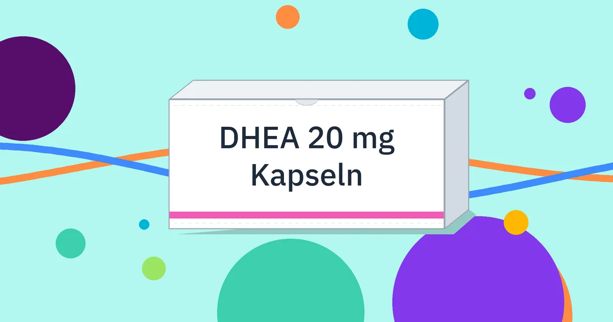 Symbolbild: Packung mit der Aufschrift DHEA 20 mg Kapseln (PZN 18787621) – Verfügbarkeit und Bezug in Apotheken in Frankfurt am Main