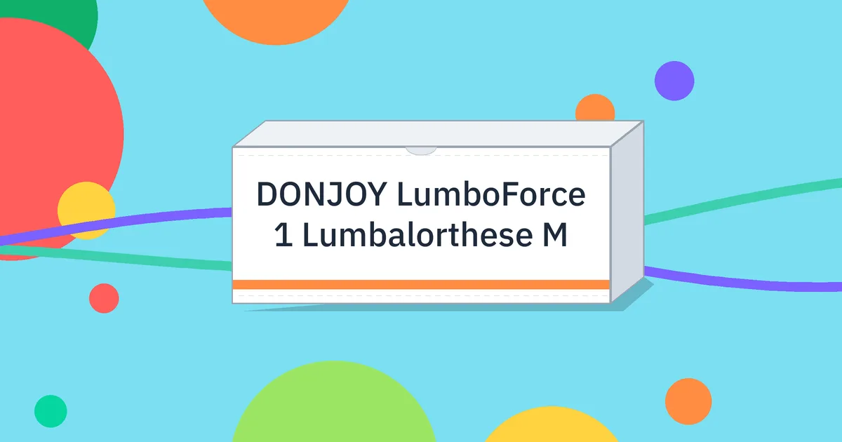 Symbolbild: Packung mit der Aufschrift DONJOY LumboForce 1 Lumbalorthese M (PZN 19377776) – Verfügbarkeit und Bezug in Apotheken in Frankfurt am Main