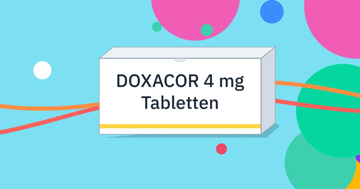 Symbolbild: Packung mit der Aufschrift DOXACOR 4 mg Tabletten (PZN 00173539) – Verfügbarkeit und Bezug in Apotheken in Frankfurt am Main