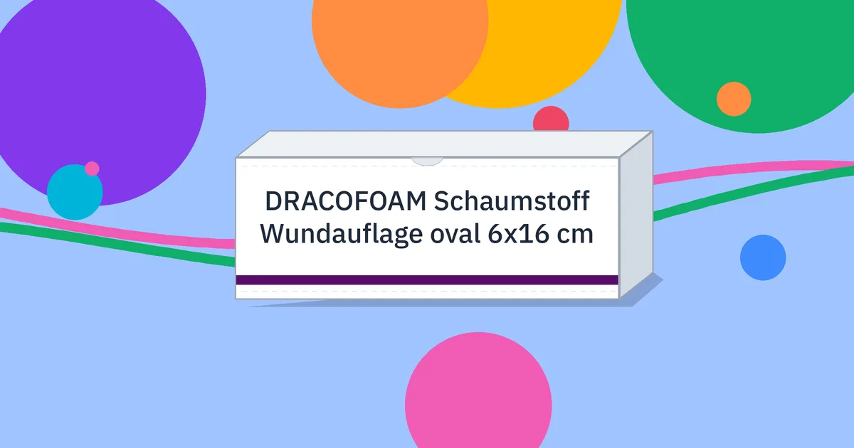Symbolbild: Packung mit der Aufschrift DRACOFOAM Schaumstoff Wundauflage oval 6x16 cm (PZN 19897754) – Verfügbarkeit und Bezug in Apotheken in Frankfurt am Main