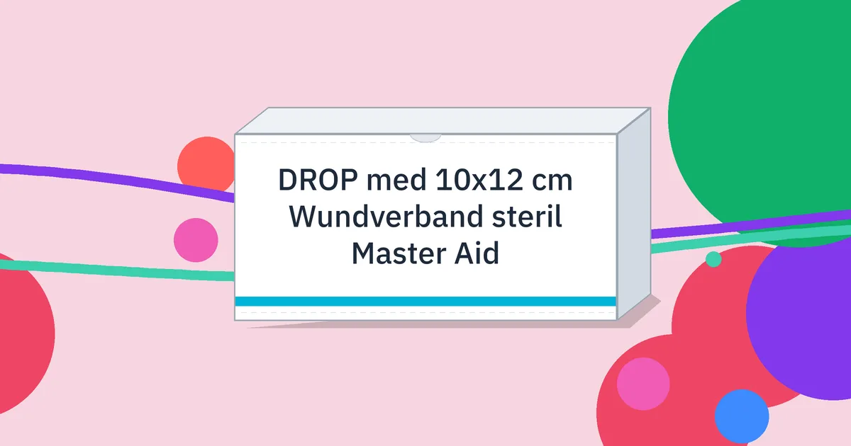 Symbolbild: Packung mit der Aufschrift DROP med 10x12 cm Wundverband steril Master Aid (PZN 00955905) – Verfügbarkeit und Bezug in Apotheken in Frankfurt am Main
