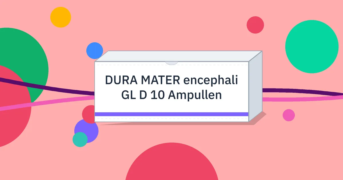 Symbolbild: Packung mit der Aufschrift DURA MATER encephali GL D 10 Ampullen (PZN 02920294) – Verfügbarkeit und Bezug in Apotheken in Frankfurt am Main