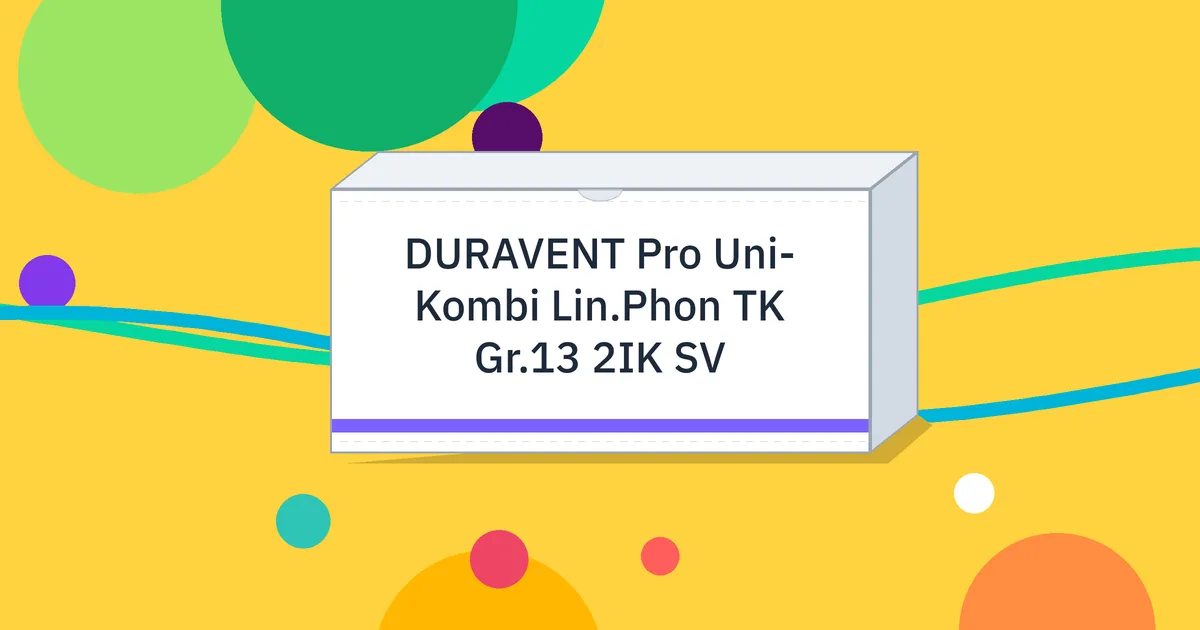 Symbolbild: Packung mit der Aufschrift DURAVENT Pro Uni-Kombi Lin.Phon TK Gr.13 2IK SV (PZN 19246494) – Verfügbarkeit und Bezug in Apotheken in Frankfurt am Main