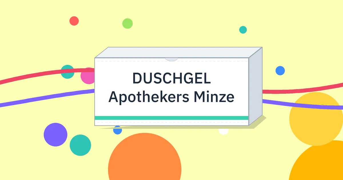 Symbolbild: Packung mit der Aufschrift DUSCHGEL Apothekers Minze (PZN 20941957) – Verfügbarkeit und Bezug in Apotheken in Frankfurt am Main
