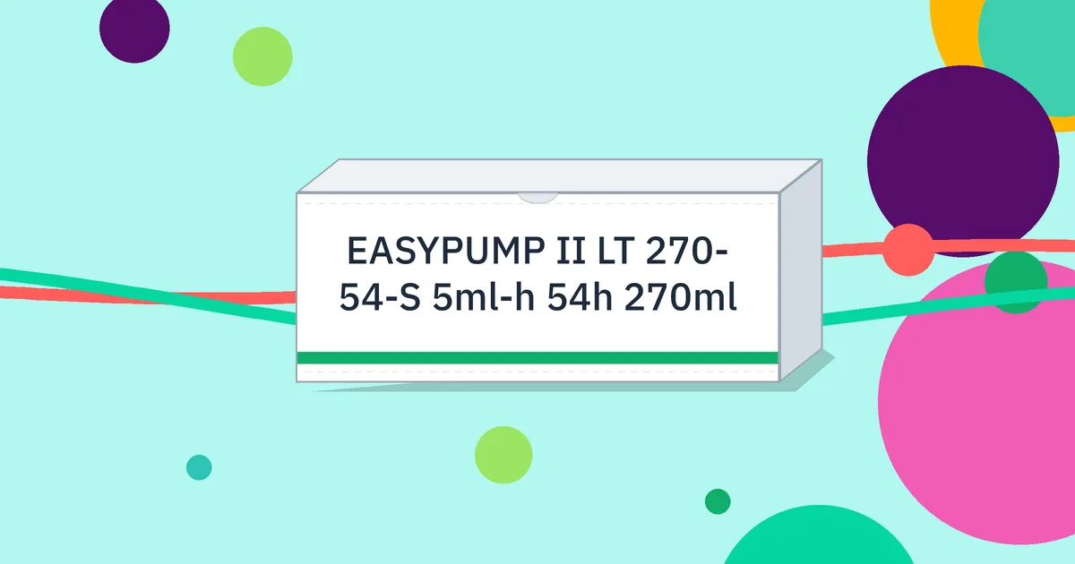 Symbolbild: Packung mit der Aufschrift EASYPUMP II LT 270-54-S 5ml-h 54h 270ml (PZN 09390824) – Verfügbarkeit und Bezug in Apotheken in Frankfurt am Main