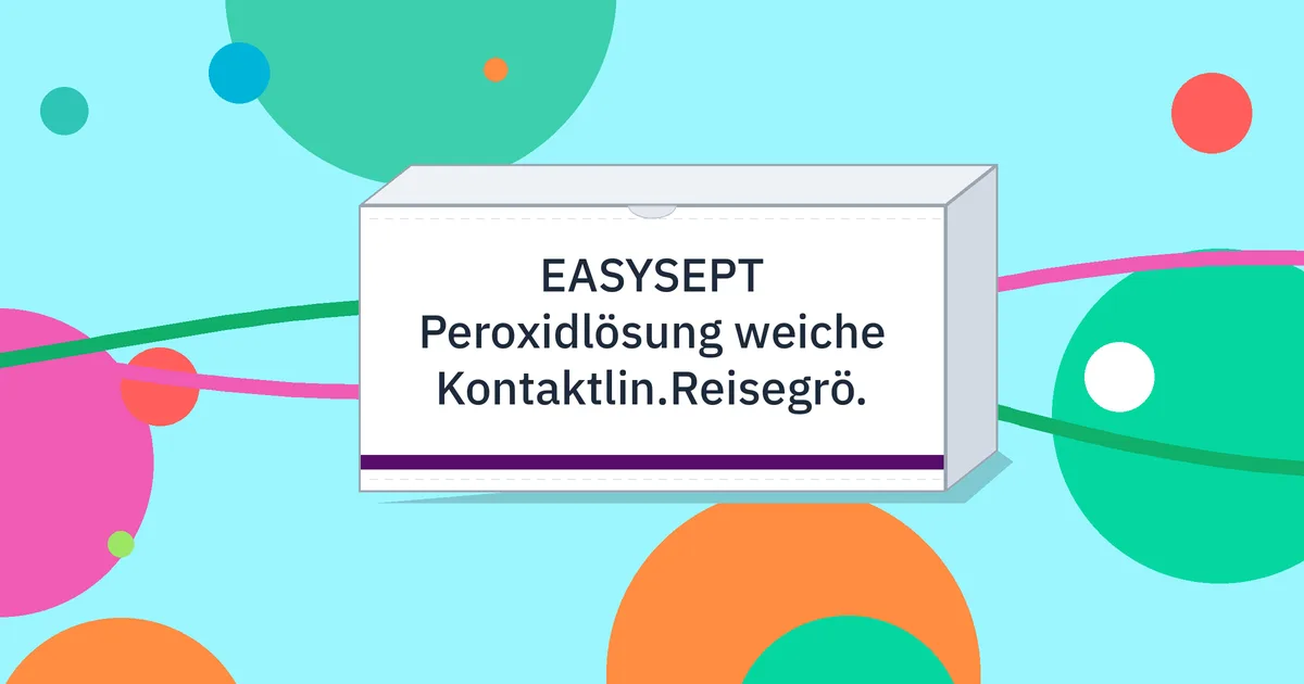 Symbolbild: Packung mit der Aufschrift EASYSEPT Peroxidlösung weiche Kontaktlin.Reisegrö. (PZN 19206804) – Verfügbarkeit und Bezug in Apotheken in Frankfurt am Main