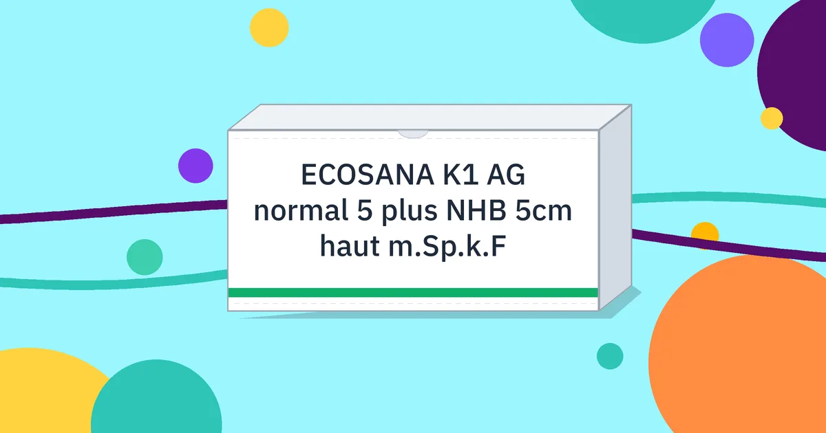 Symbolbild: Packung mit der Aufschrift ECOSANA K1 AG normal 5 plus NHB 5cm haut m.Sp.k.F (PZN 04729413) – Verfügbarkeit und Bezug in Apotheken in Frankfurt am Main