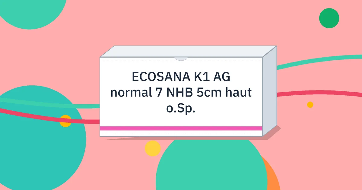 Symbolbild: Packung mit der Aufschrift ECOSANA K1 AG normal 7 NHB 5cm haut o.Sp. (PZN 04730847) – Verfügbarkeit und Bezug in Apotheken in Frankfurt am Main