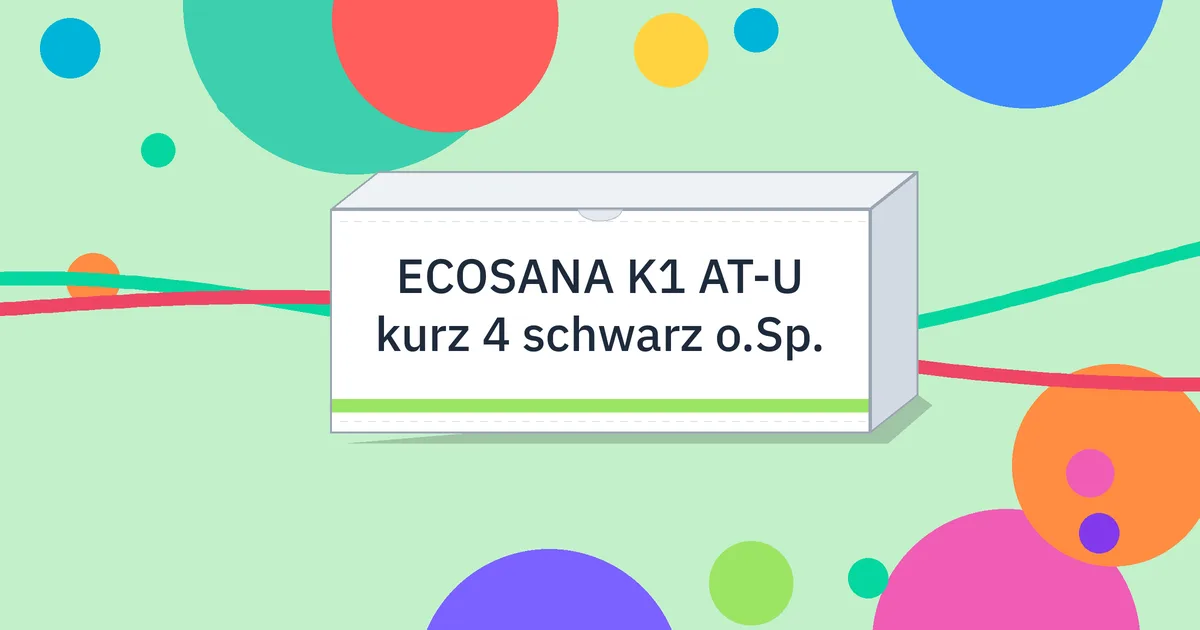 Symbolbild: Packung mit der Aufschrift ECOSANA K1 AT-U kurz 4 schwarz o.Sp. (PZN 04733969) – Verfügbarkeit und Bezug in Apotheken in Frankfurt am Main