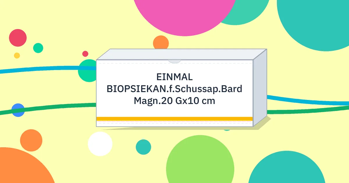 Symbolbild: Packung mit der Aufschrift EINMAL BIOPSIEKAN.f.Schussap.Bard Magn.20 Gx10 cm (PZN 00283512) – Verfügbarkeit und Bezug in Apotheken in Frankfurt am Main