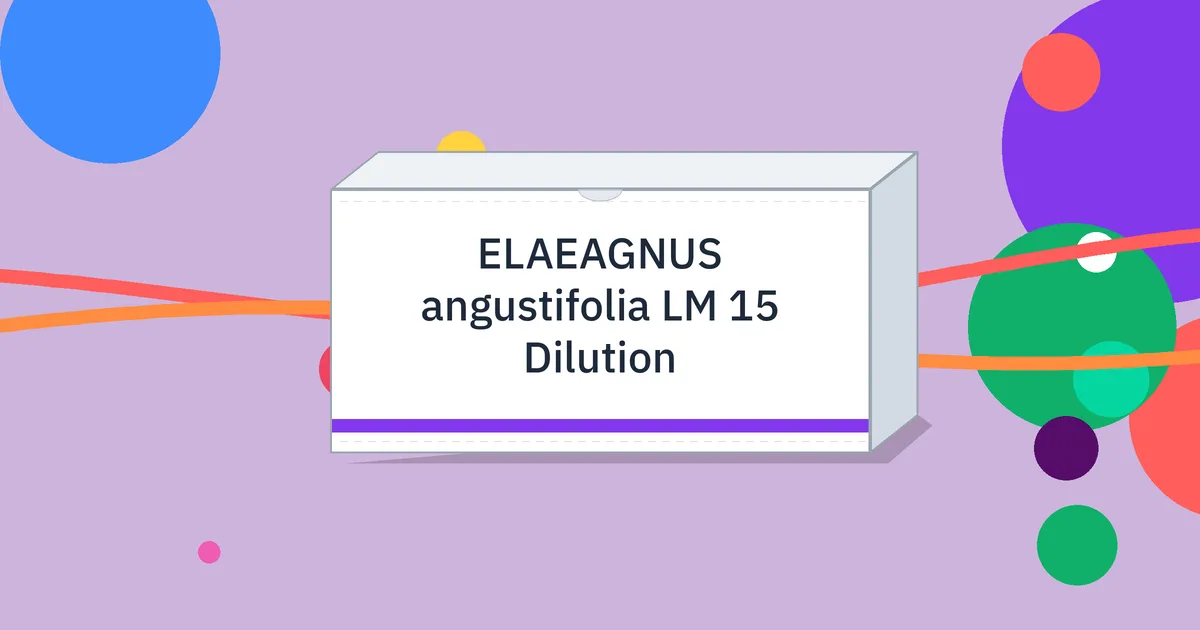 Symbolbild: Packung mit der Aufschrift ELAEAGNUS angustifolia LM 15 Dilution (PZN 13469371) – Verfügbarkeit und Bezug in Apotheken in Frankfurt am Main